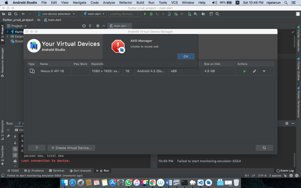 Unable to locate adb on Android Studio AVD Manager | GhazaliTajuddin.com